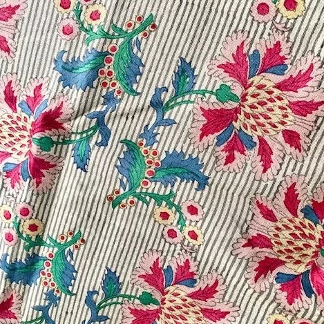 French Floral Stripe in Linen – Lighten Up Handmade